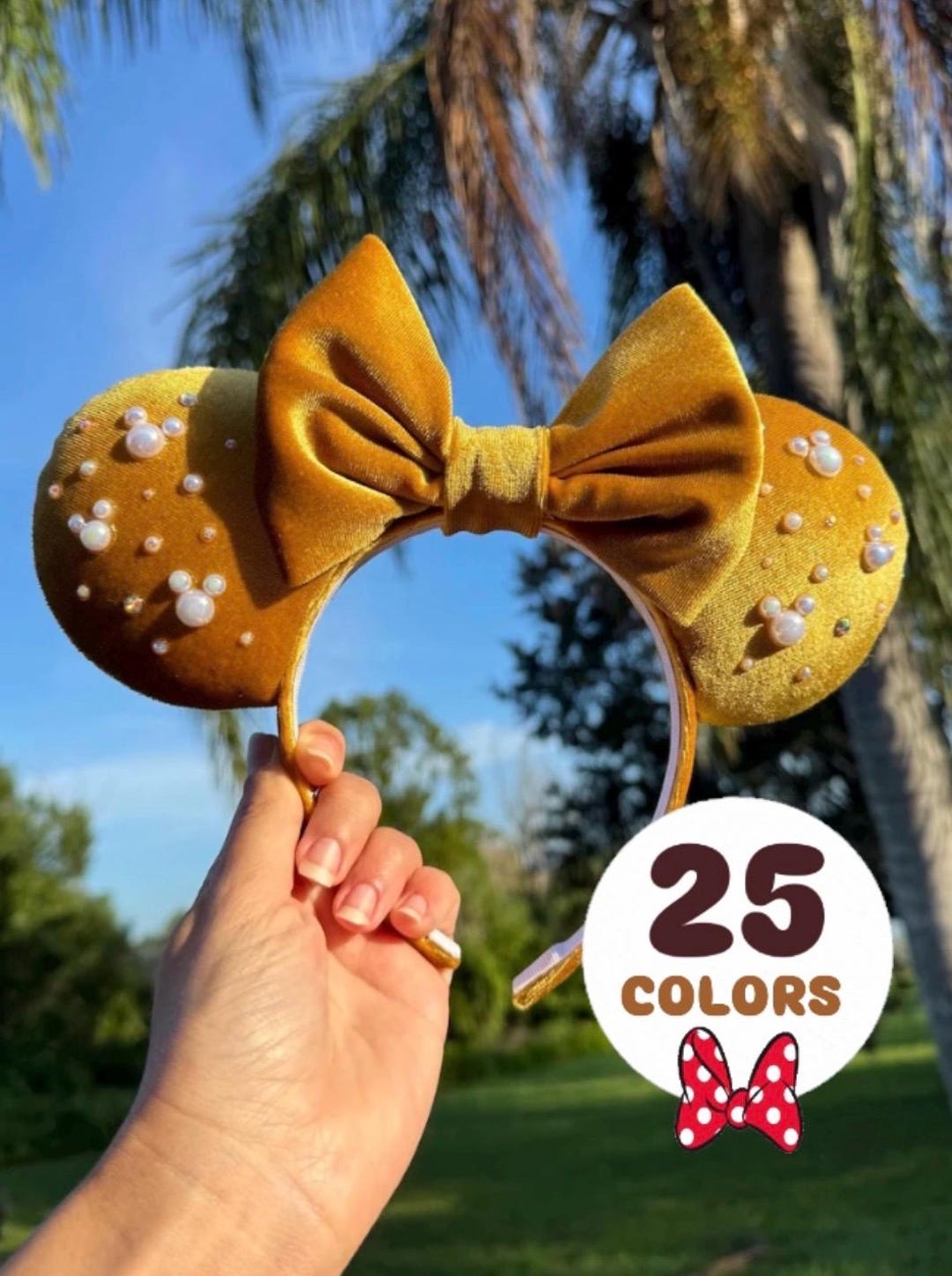 Velvet Ears 25 COLORS Minnie Ears Pearl Ears Pink Ears Rhinestones ...