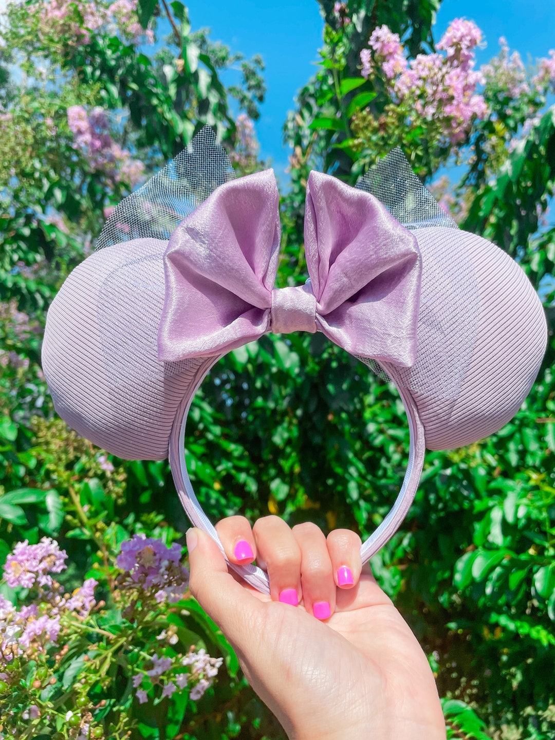 Purple Minnie Ear Tulle Ears Magic Kingdom Ears Large Minnie Ears Girly ...