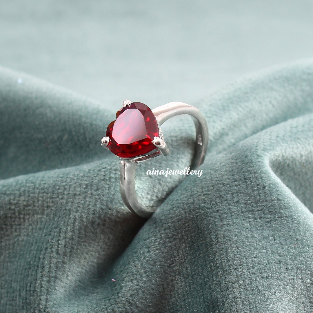 Ruby Ring, Vintage Ring, 925 Sterling Silver, Pave Ring, Red Ruby ...