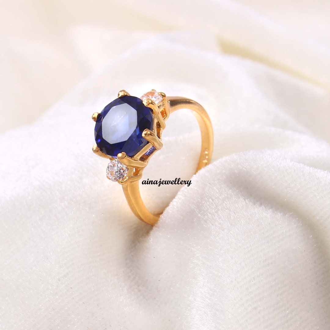 Blue Sapphire Ring, September Birthstone, Sapphire Jewelry, Zircon Ring ...