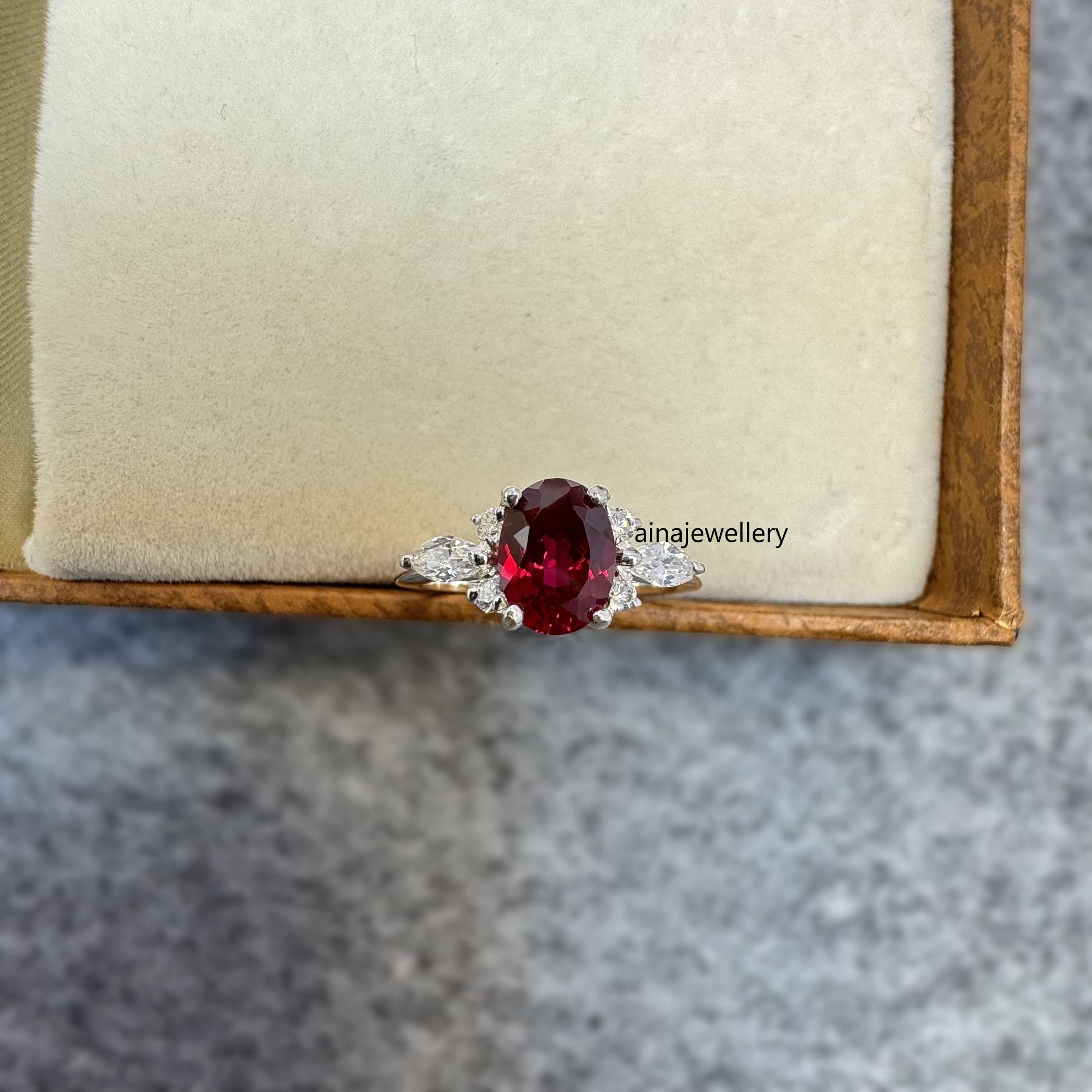 Oval Red Ruby Ring: 925 Sterling Silver, July Birthstone - Etsy