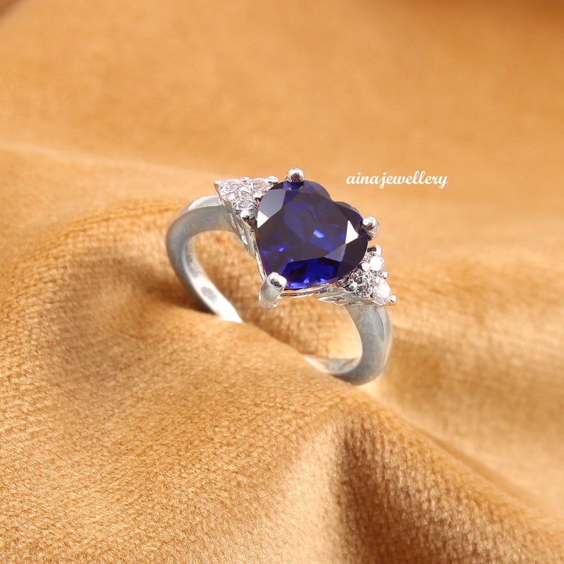 Blue Heart Ring - Etsy
