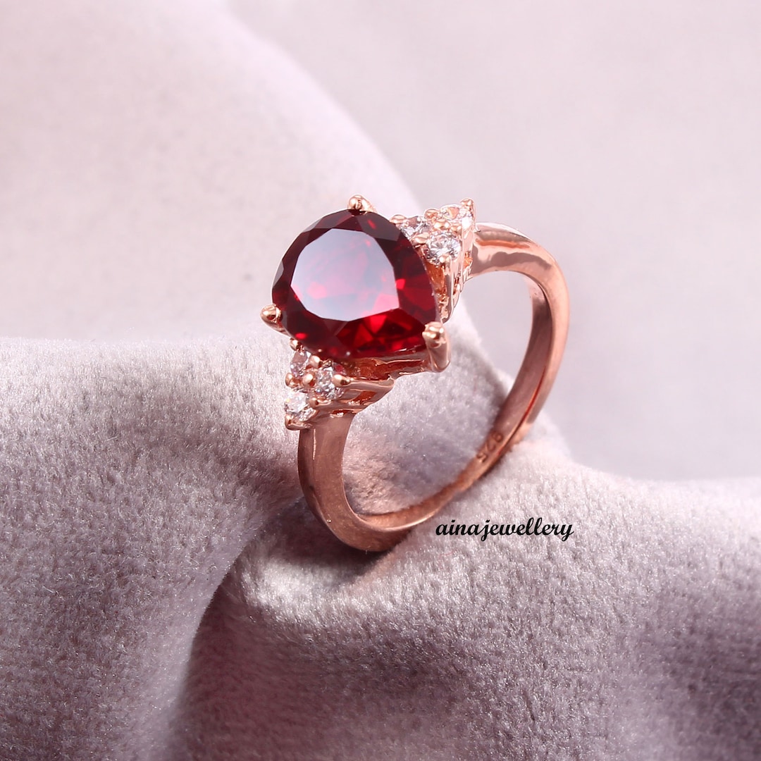 Red Ruby Ring, Statement Ring, Silver Ring, July Birthstone, 925 ...