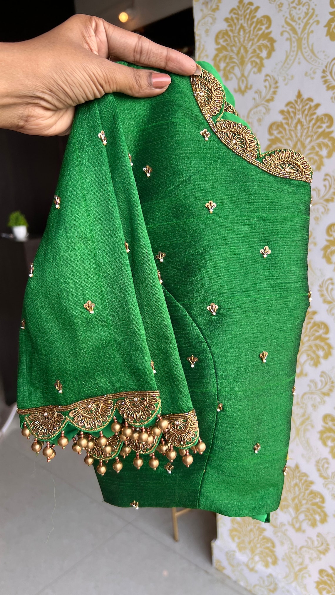 Green Embroidery Silk Hand Worked Blouse - Etsy