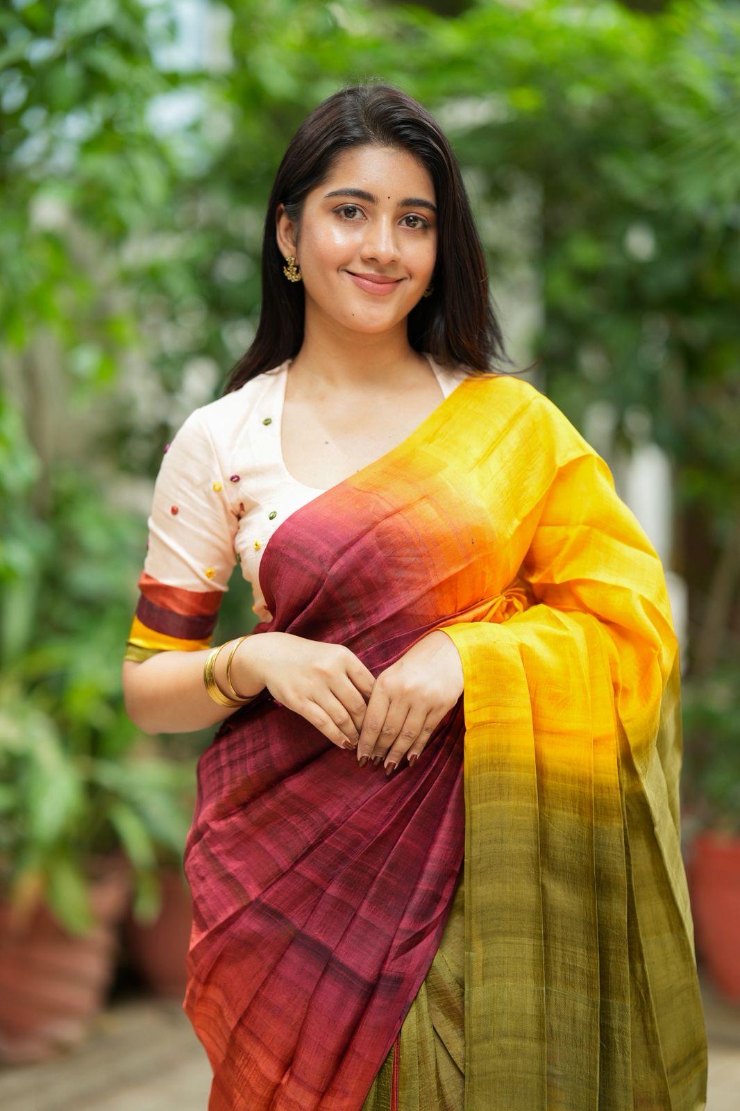 Multi Pure Tussar Silk Saree With Hand Work Blouse - Etsy