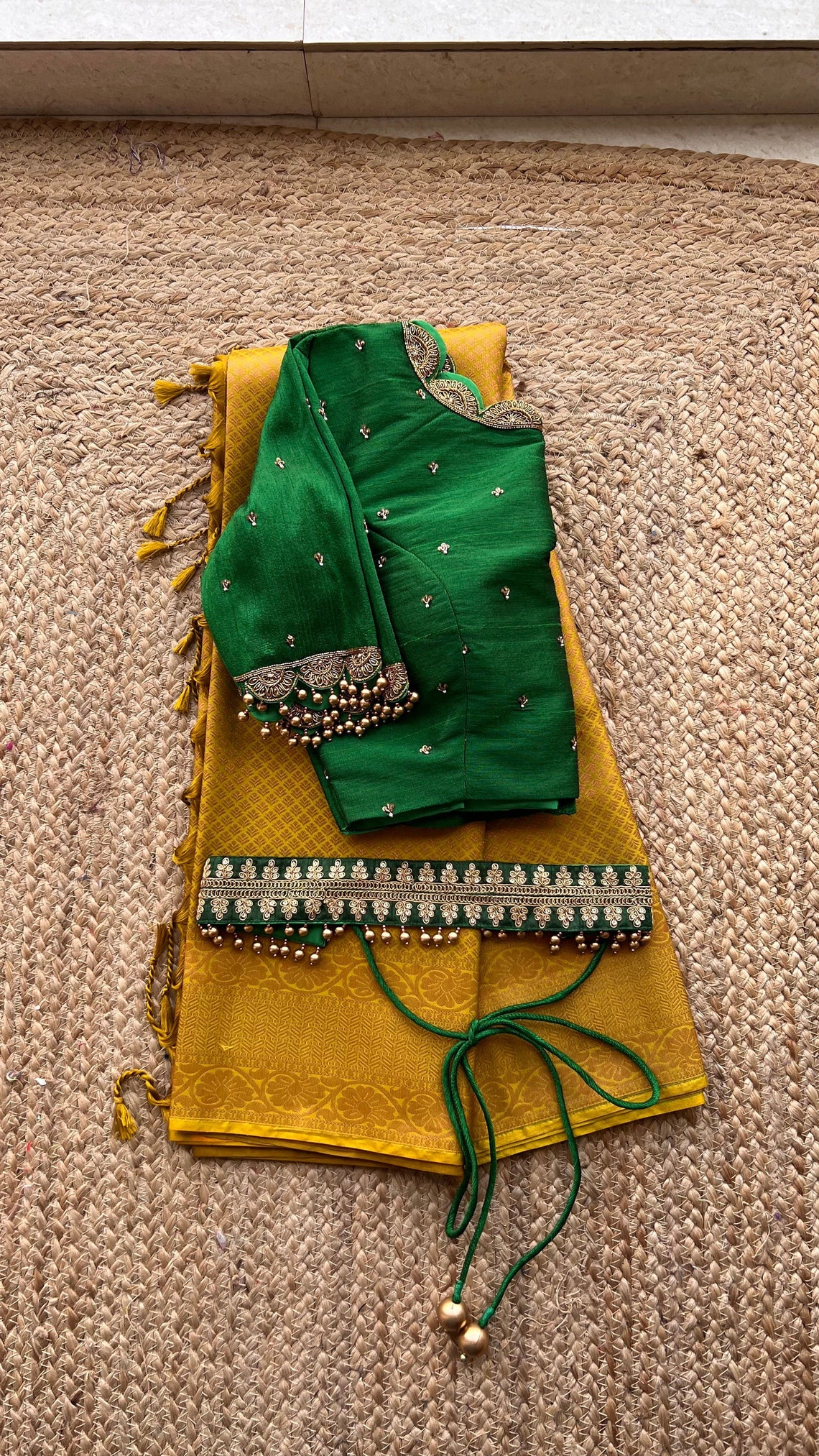 Green Embroidery Silk Hand Worked Blouse - Etsy