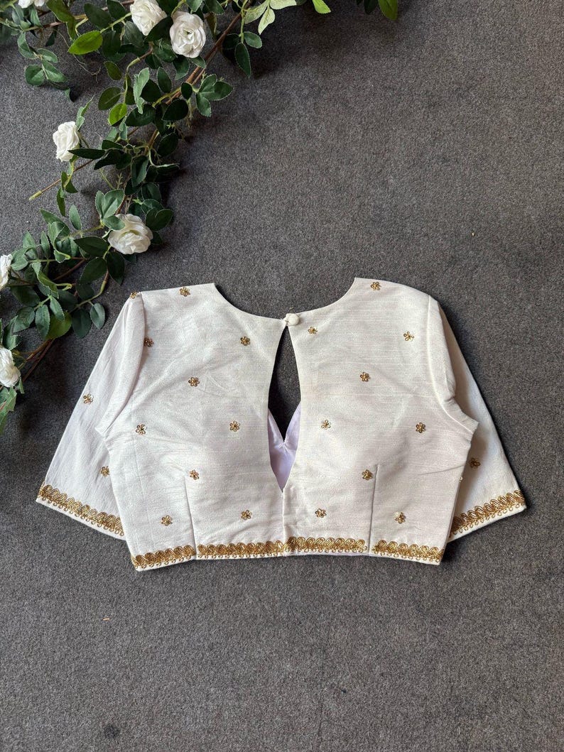 White Silk Shoulder Hand Worked Blouse - Etsy