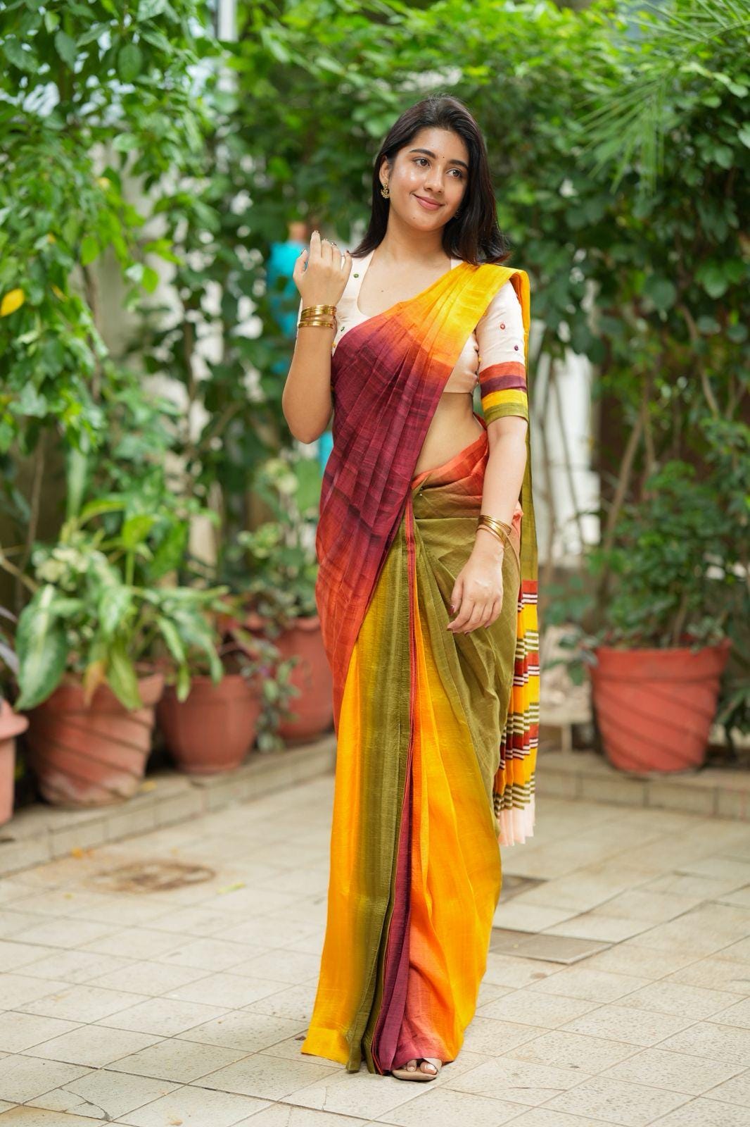 Multi Pure Tussar Silk Saree With Hand Work Blouse - Etsy