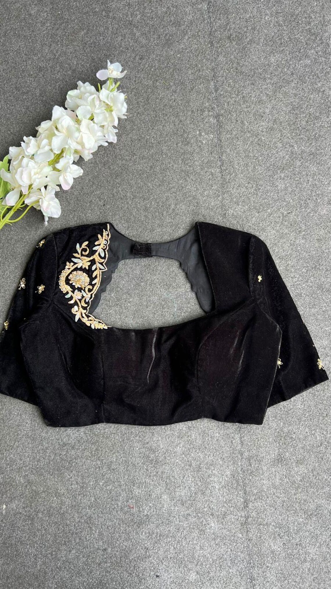 Black Velvet Heavy Hand Work Blouse - Etsy
