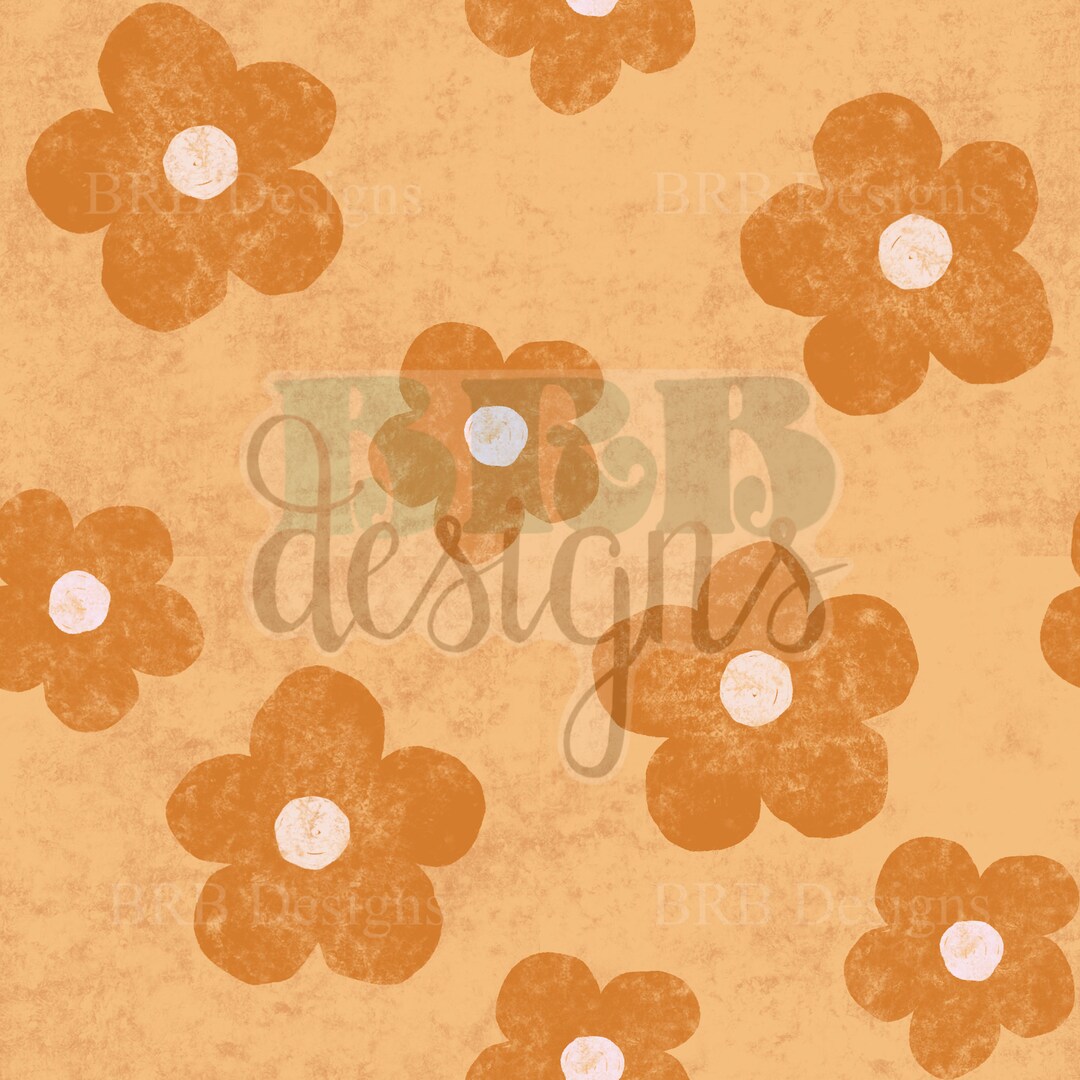 Distressed Orange Flowers Hand Drawn Digital PNG Seamless File - Etsy