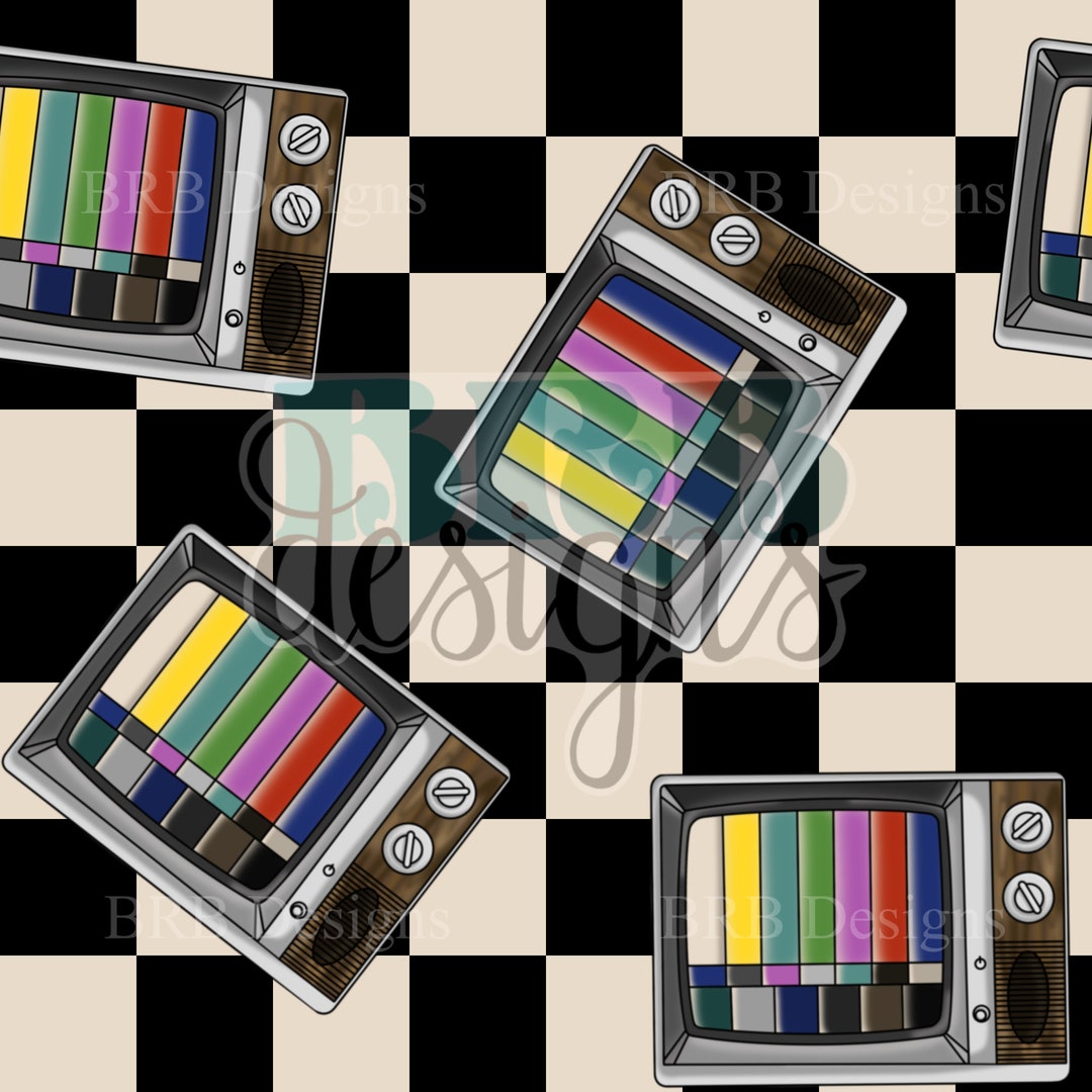 Vintage TV Hand Drawn Digital Seamless File - Etsy