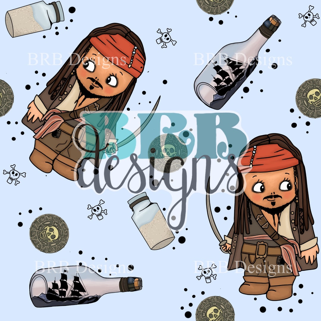 Captain Jack Hand Drawn Seamless PNG File - Etsy