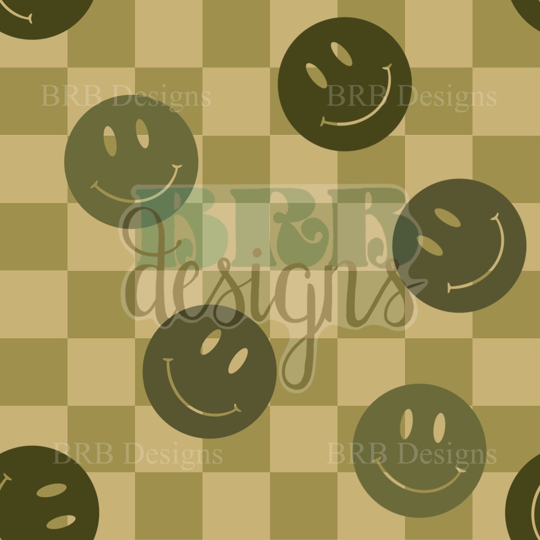 Green Smiley Face Hand Drawn Digital PNG Seamless File - Etsy