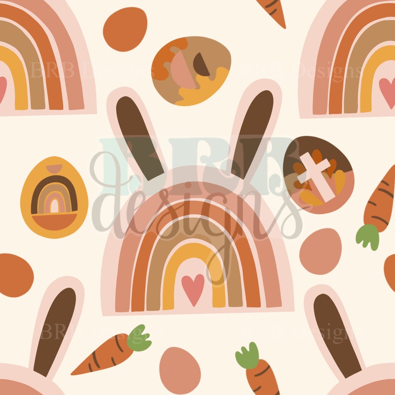 Boho Easter Hand Drawn Digital PNG Seamless File - Etsy