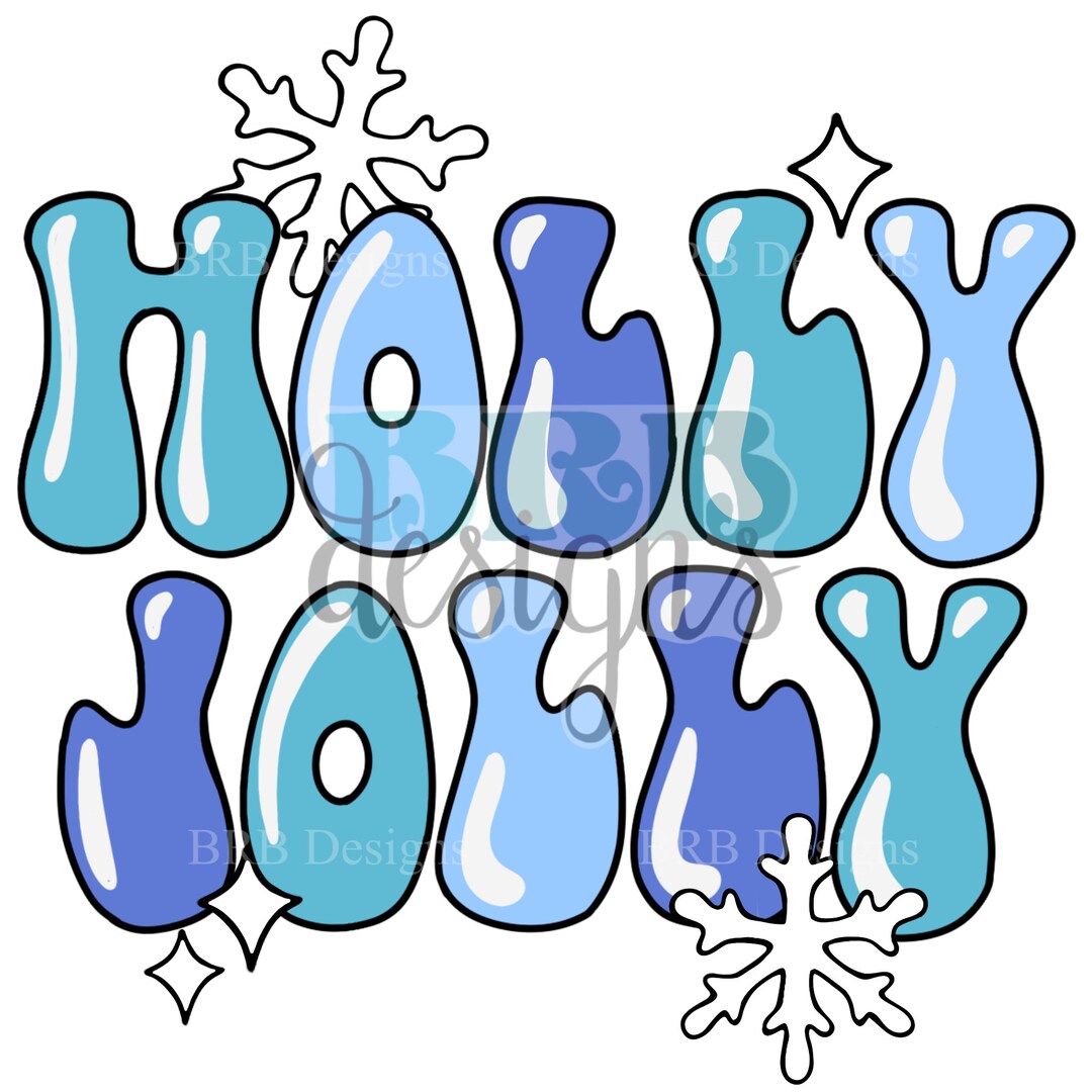 Holly Jolly Blues Hand Drawn Digital PNG File - Etsy