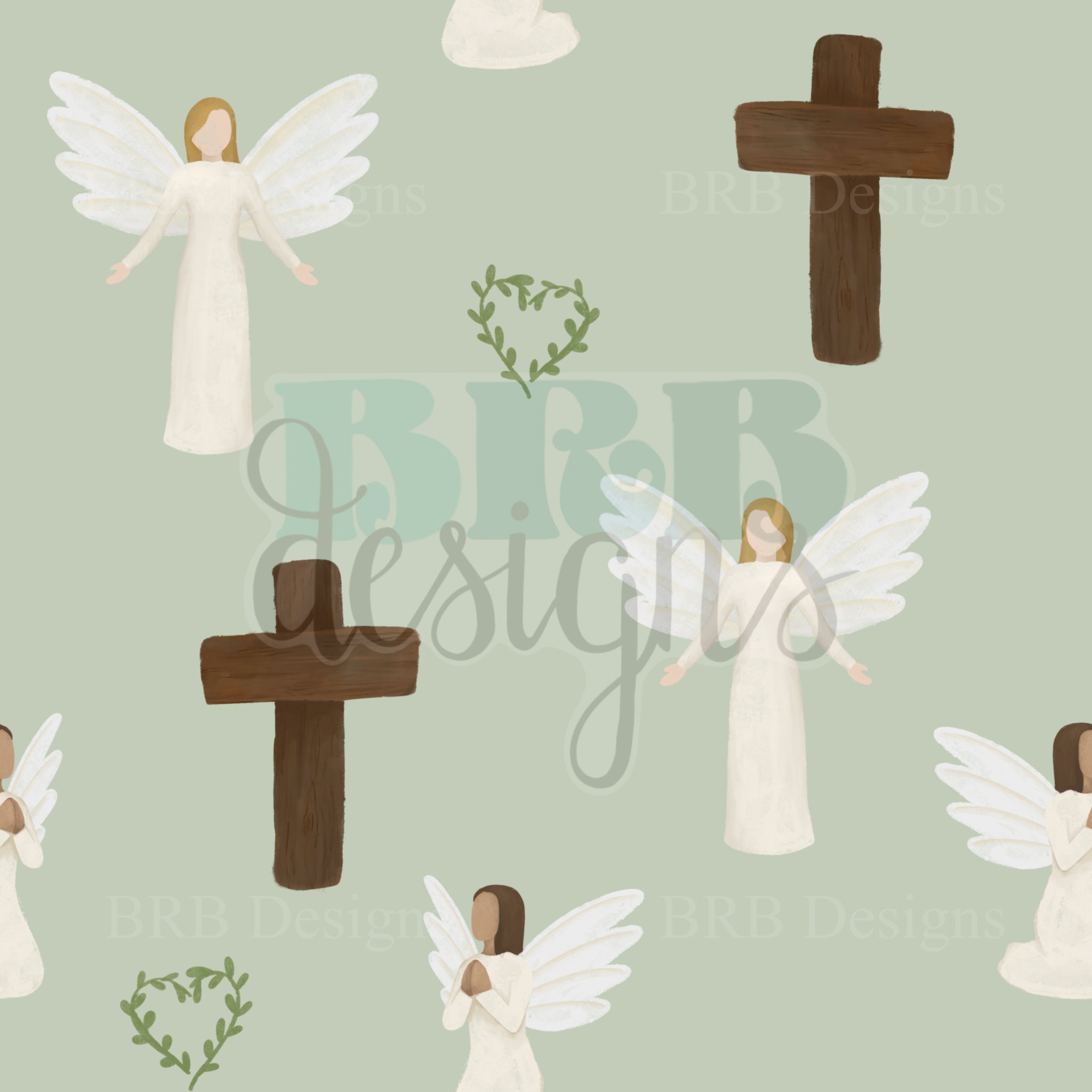 Angel Hand Drawn Digital PNG Seamless File - Etsy
