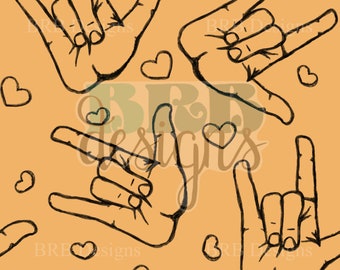 Coloring Page ASL i Love You Sign Floral Designs - Etsy