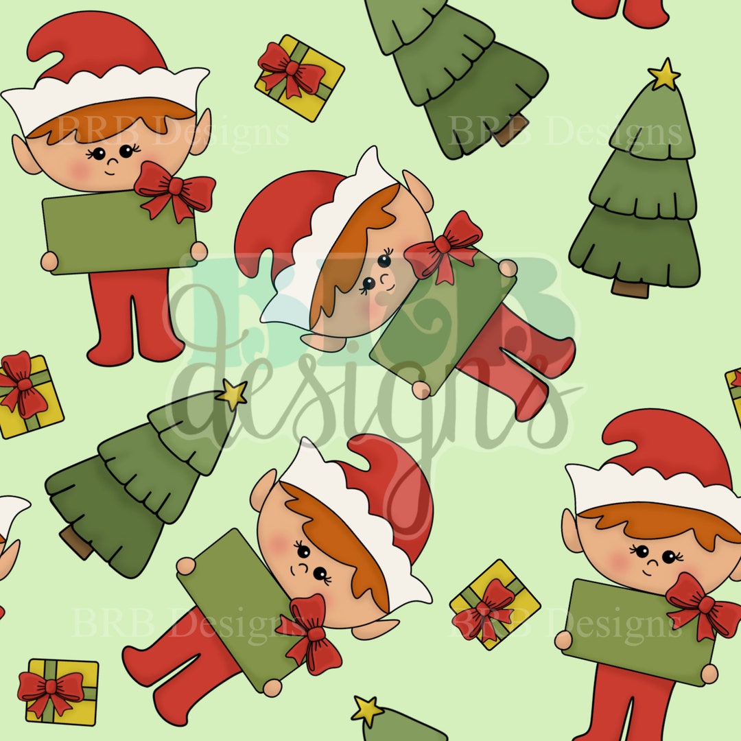 Custom Editable Elf #1 Name Hand Drawn Digital PNG Seamless File - Etsy