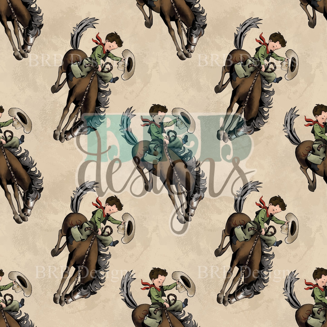 Little Cowboy Hand Drawn Seamless Digital PNG File - Etsy