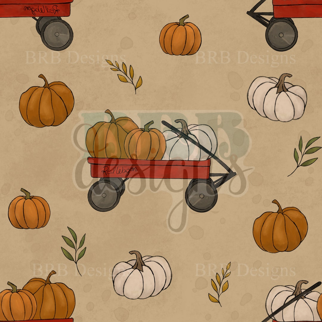 Red Wagon Hand Drawn Digital Seamless File in PNG Format - Etsy
