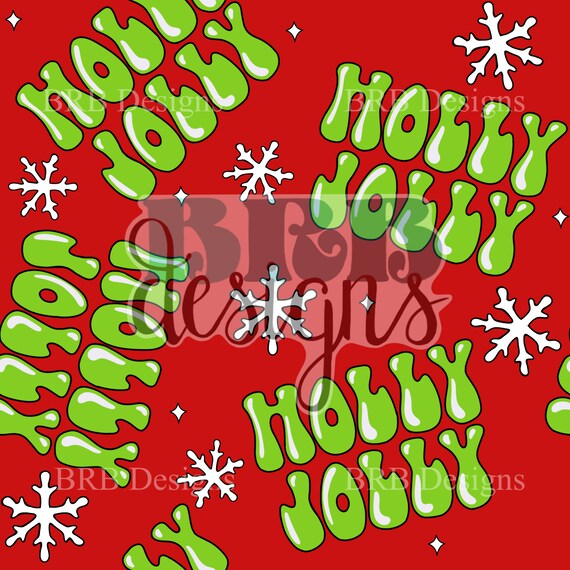 Holly Jolly Hand Drawn Digital Seamless PNG File - Etsy