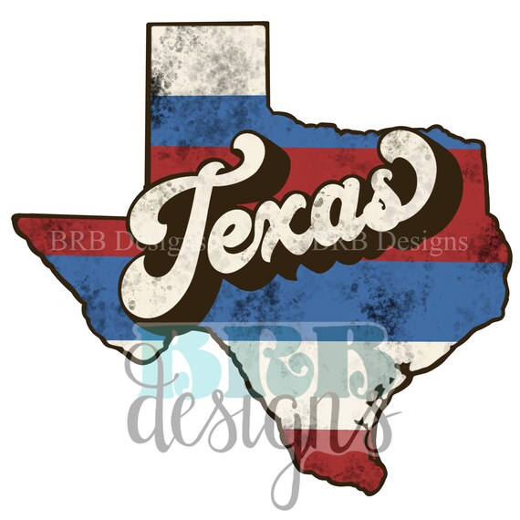 Red White and Blue Texas Shaped Hand Drawn Sublimation PNG - Etsy