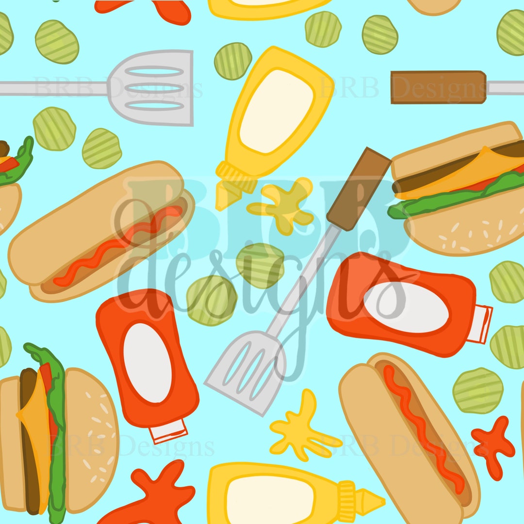 Cook Out Hand Drawn Seamless PNG File - Etsy