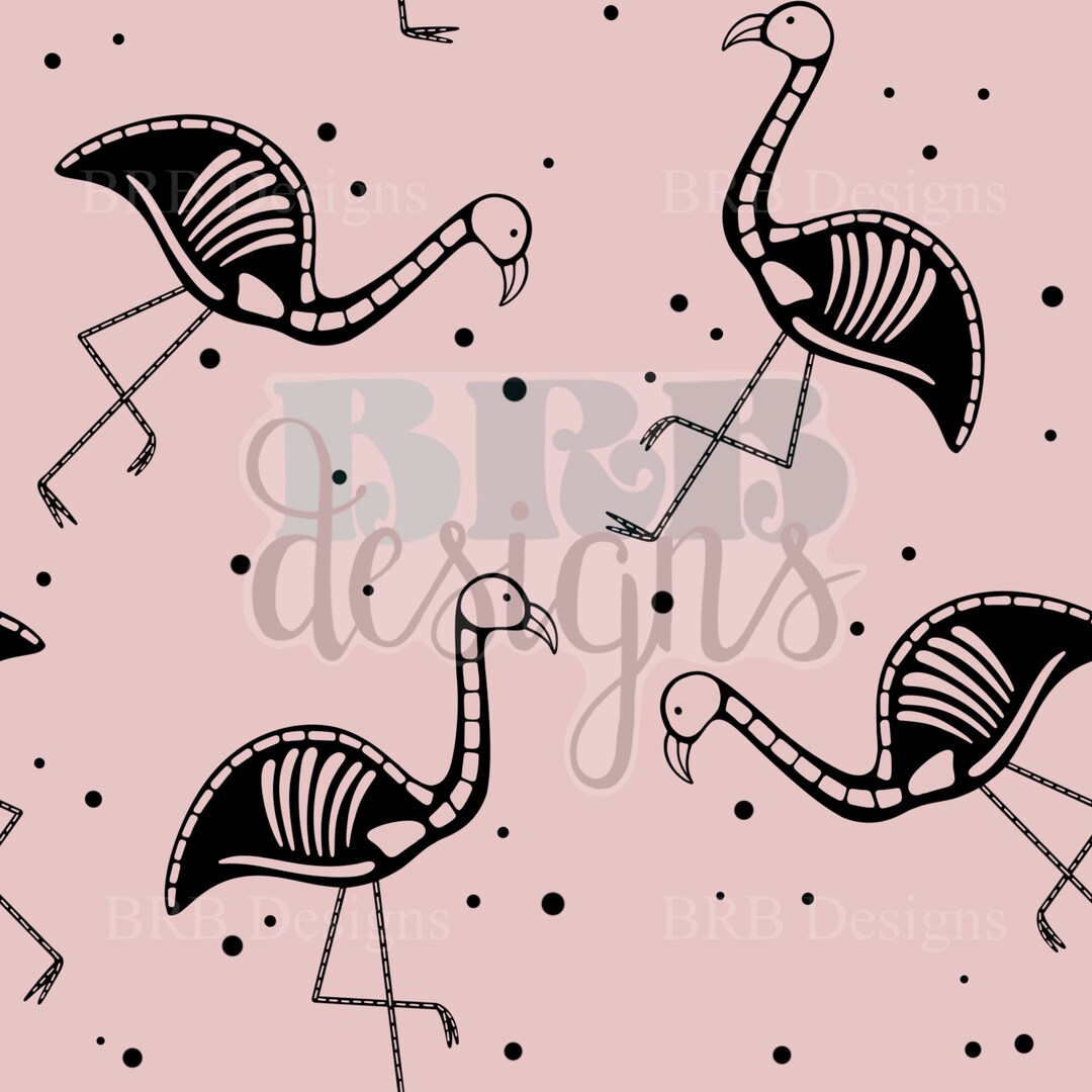 Flamingo Skeleton Hand Drawn Digital PNG Seamless File - Etsy