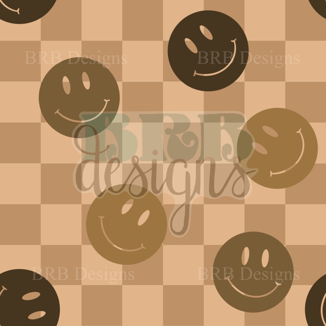 Brown Smiley Face Hand Drawn Digital PNG Seamless File - Etsy