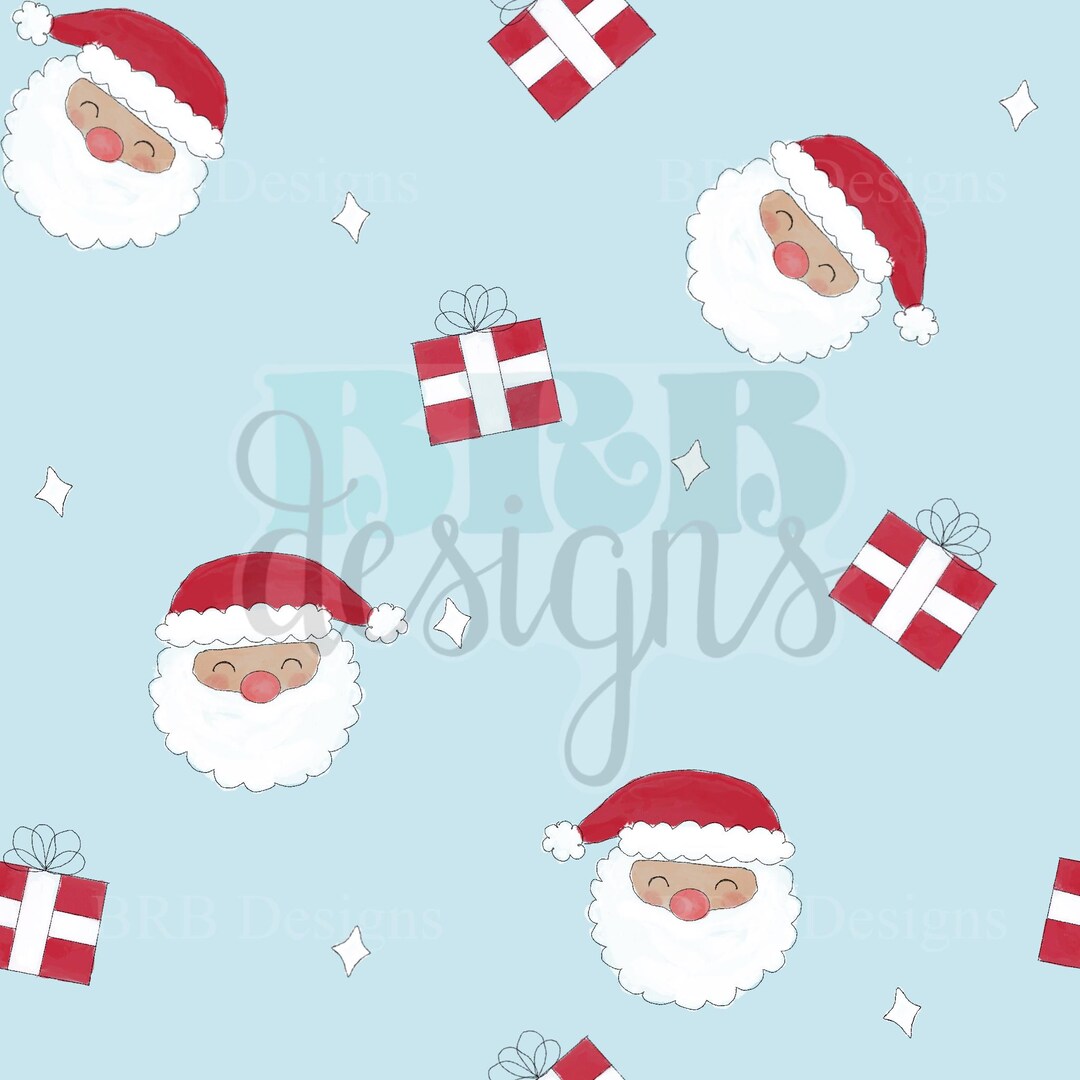 Cute Little Santa Blue Hand Drawn PNG Seamless File - Etsy