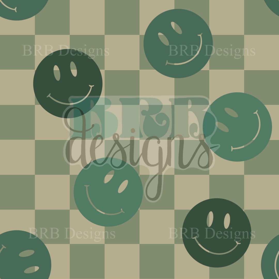 Teal Smiley Face Hand Drawn Digital PNG Seamless File - Etsy