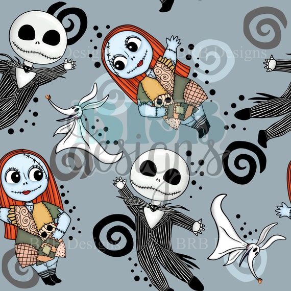 Jack and Sally Hand Drawn Seamless PNG File - Etsy Australia