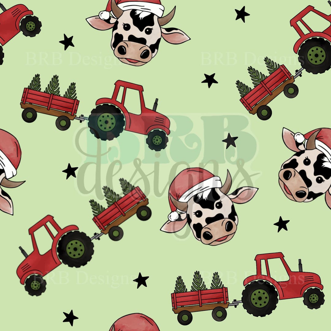 Christmas Farm Hand Drawn Digital PNG Seamless File - Etsy