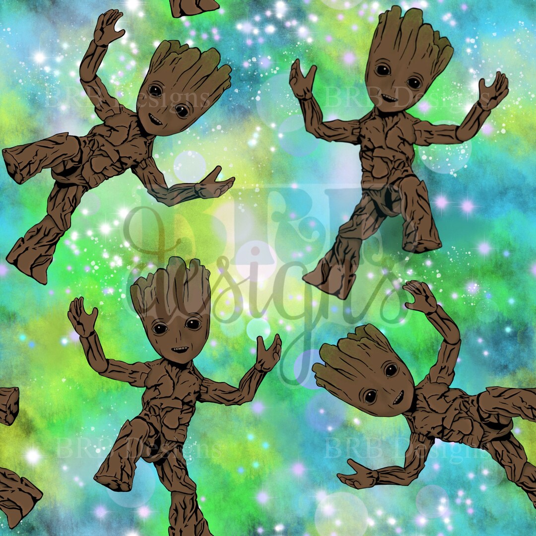 Groot Green Galaxy Hand Drawn Seamless Digital PNG File - Etsy