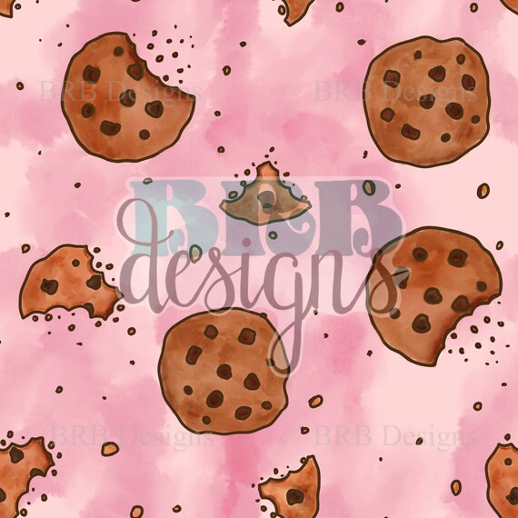 Pink Watercolor Cookie Hand Drawn Seamless PNG File | Etsy