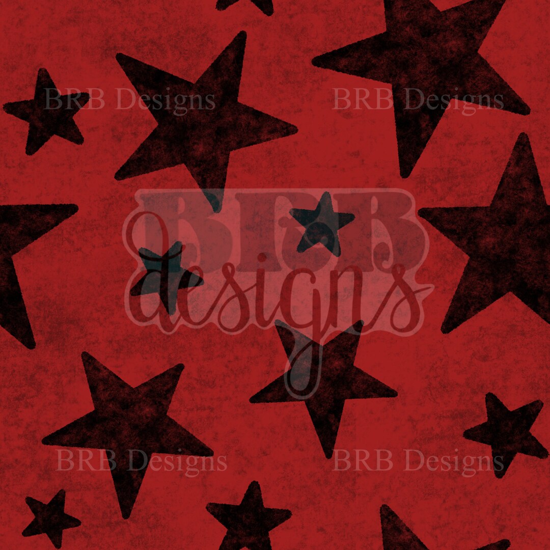 Distressed Red Stars Hand Drawn Digital PNG Seamless File - Etsy