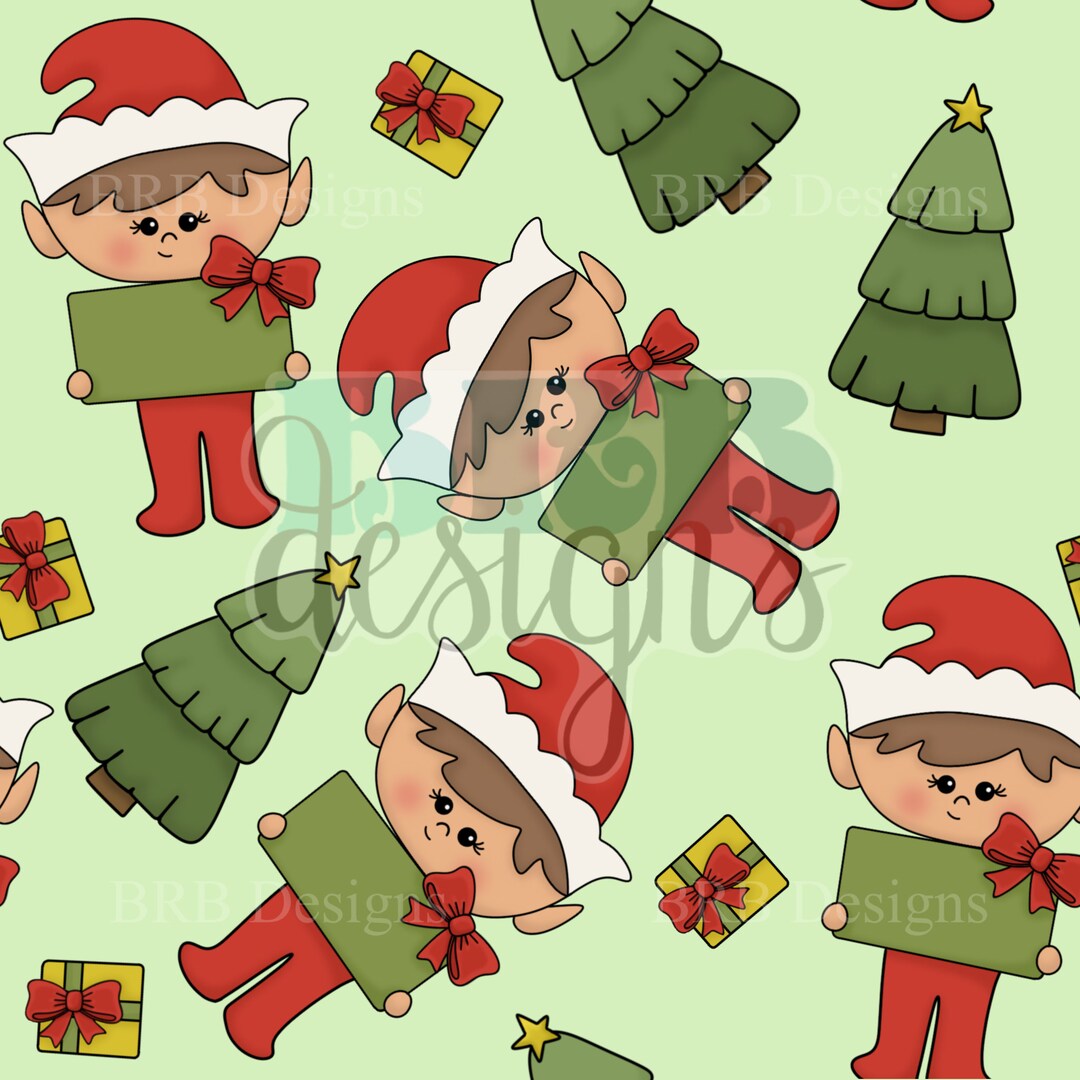 Custom Editable Elf Name 2 Hand Drawn Digital PNG Seamless File - Etsy