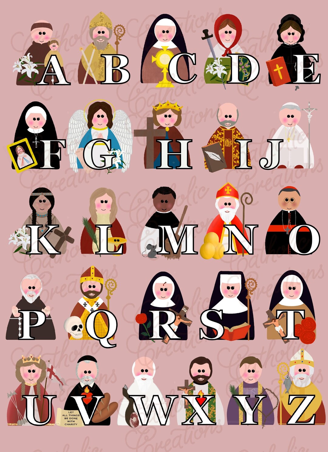 Holy Friends in Heaven Alphabet Print - Etsy