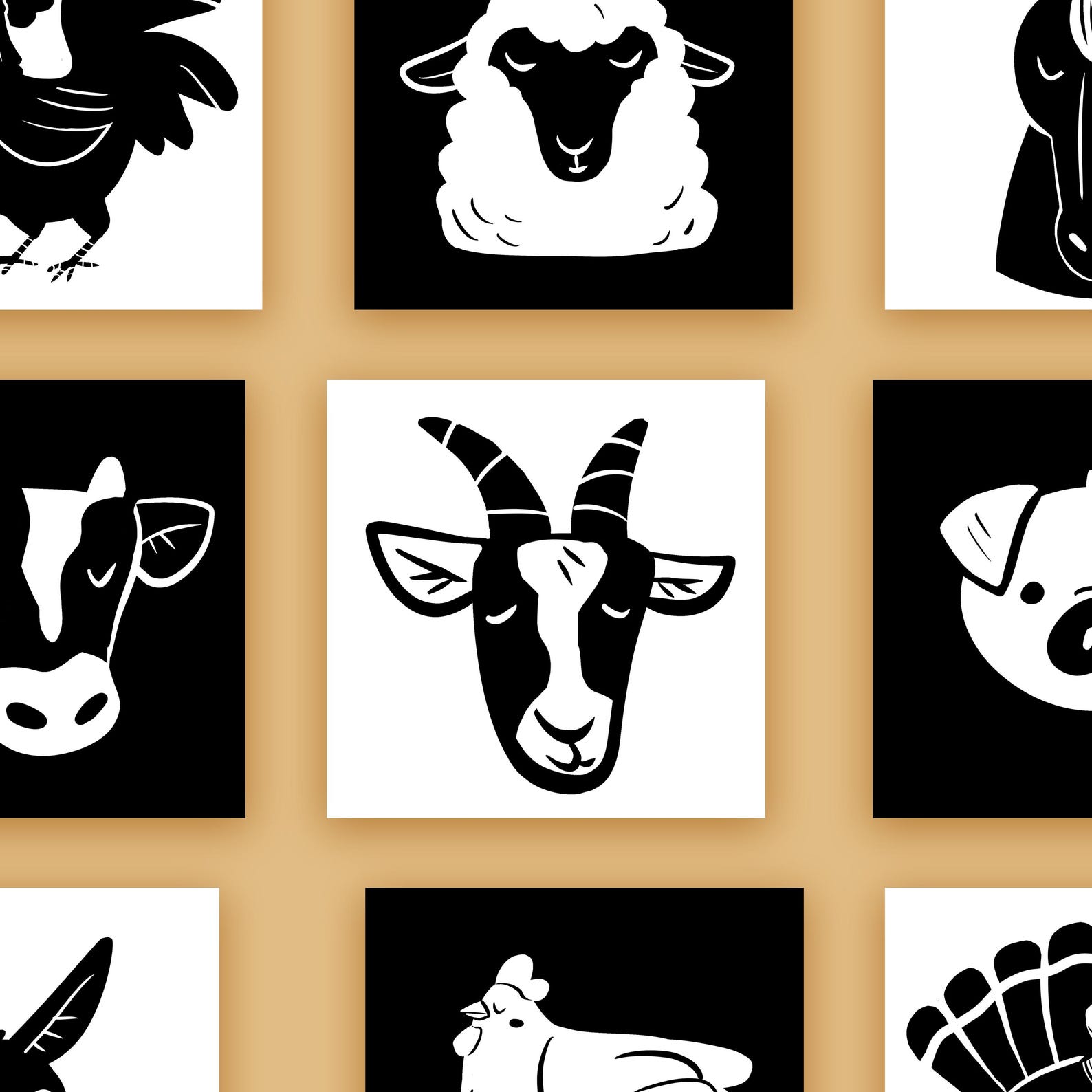 10 Black and White Infant Cards | Farm Animals Edition | Sensory Play ...