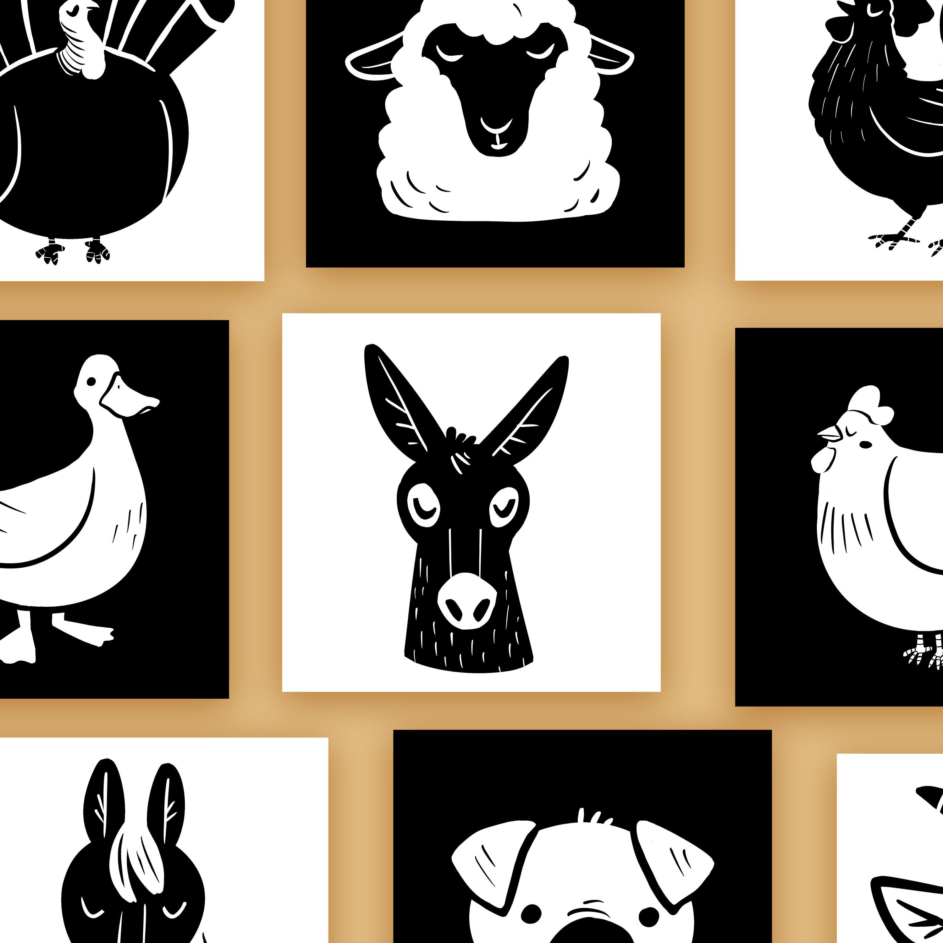 10 Black and White Infant Cards | Farm Animals Edition | Sensory Play ...
