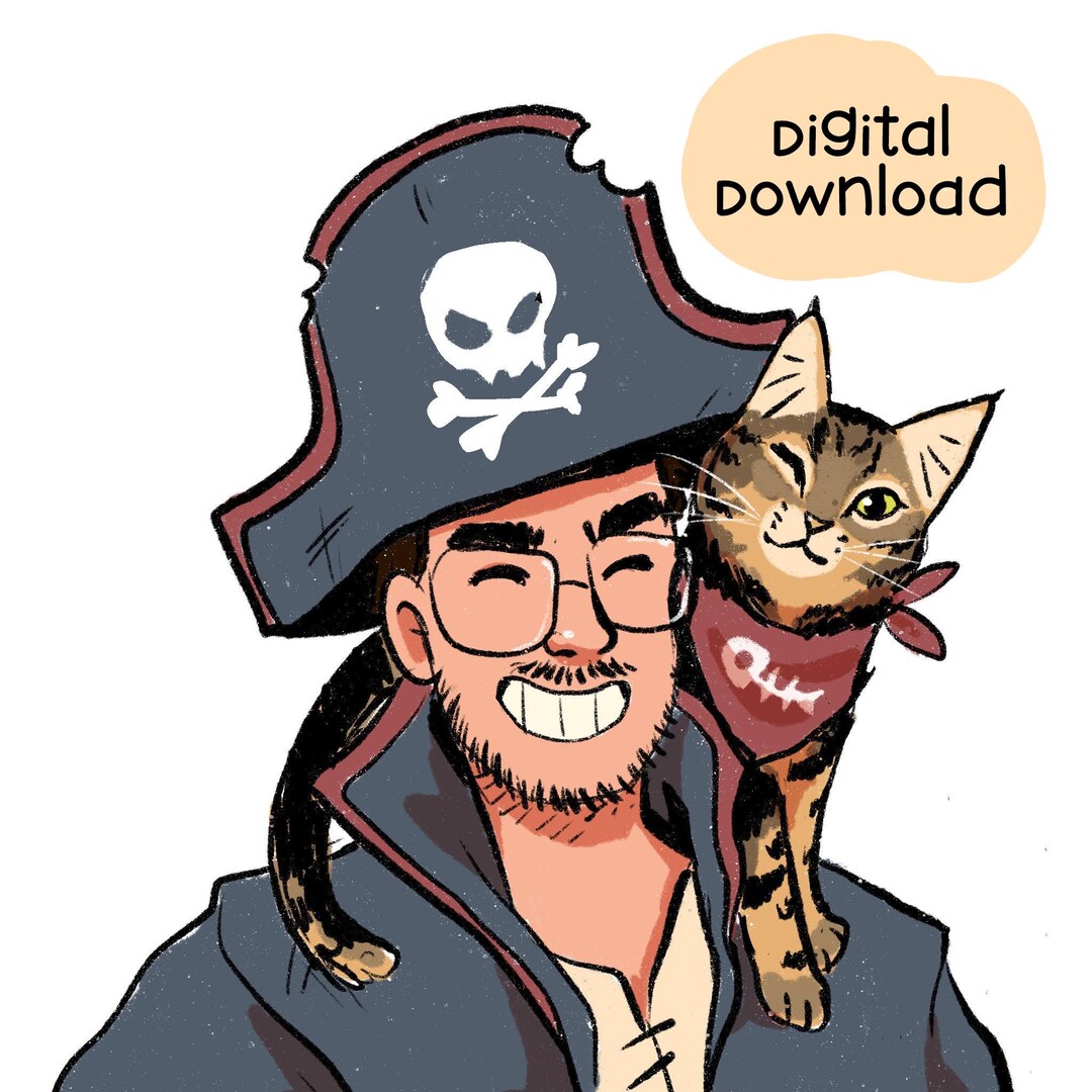 Custom Owner and Pet Portrait | Cartoon Cat and Owner | Pet Owner Gift ...