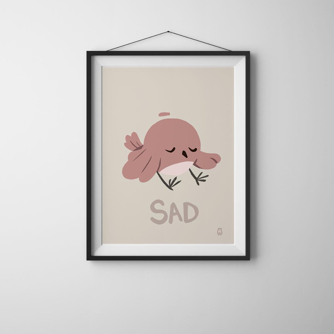 Sad Little Bird Emotion Wheel Poster Mental Health Poster for School ...