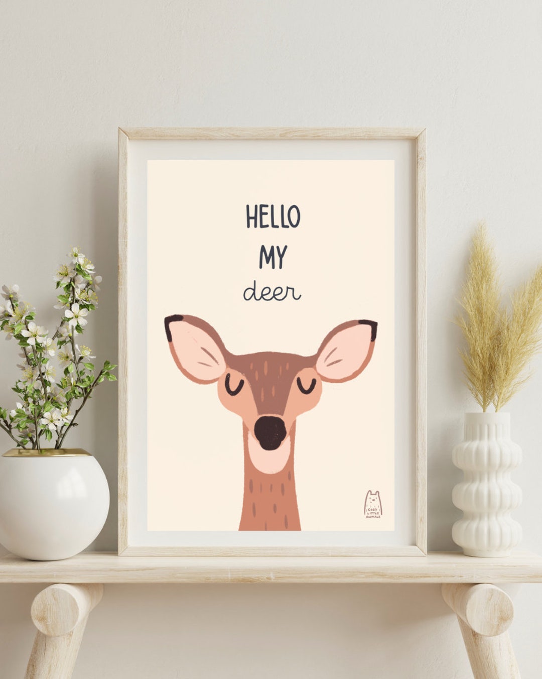 Doe Printable Illustration | Cute Female Deer Pun Wall Art Home Decor ...