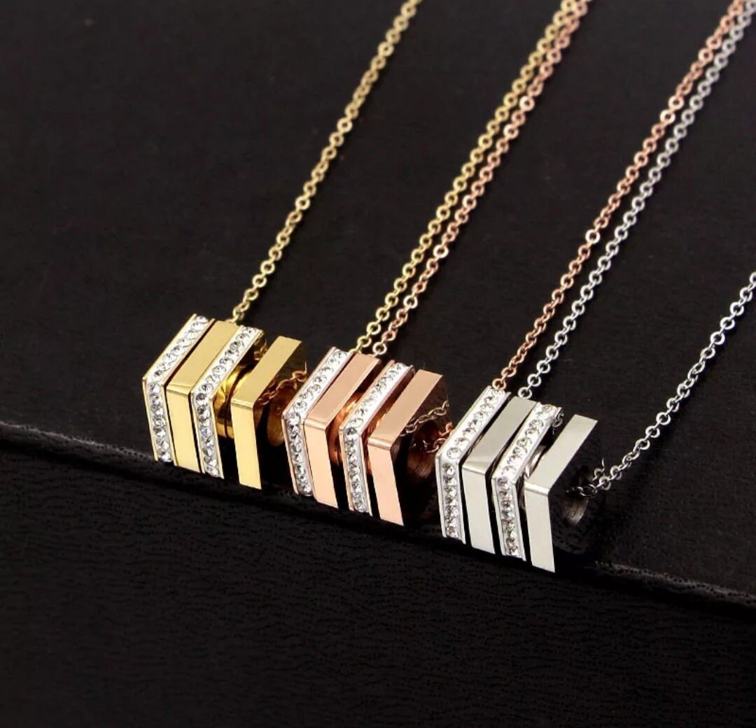 Rotatable Square Pendant Necklace - Etsy