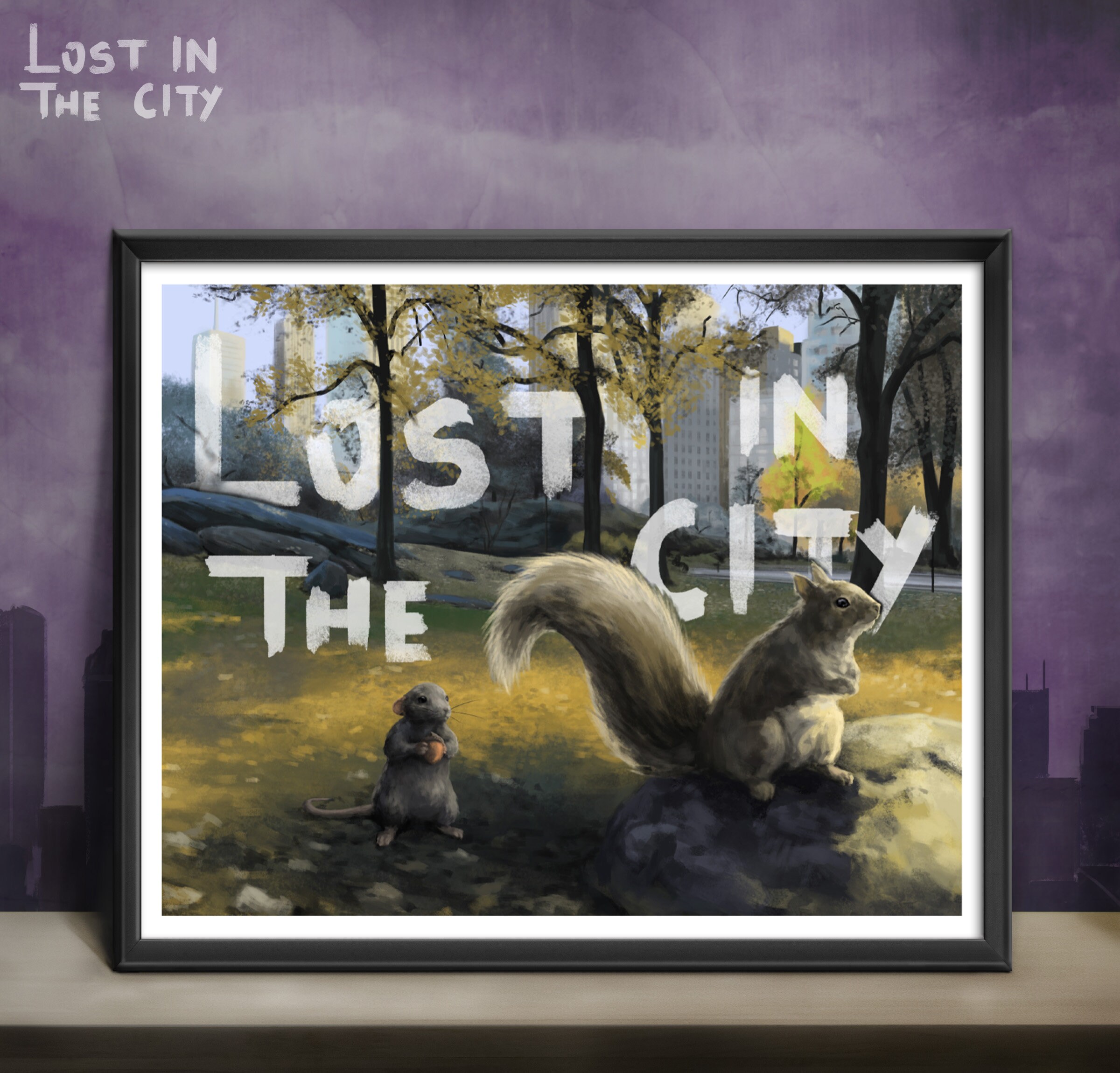 Central Park Squirrel and Rat Poster Lost in the City - Etsy