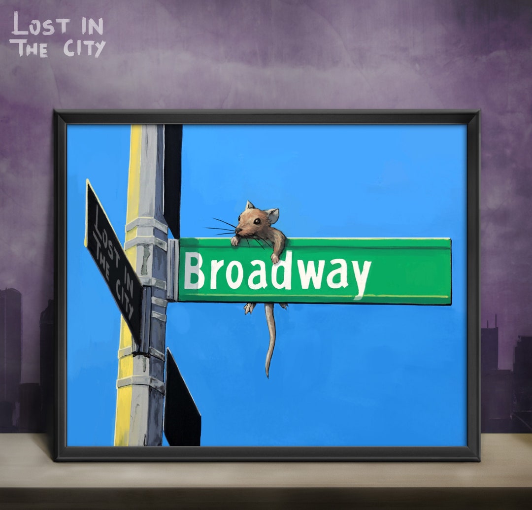 Broadway Sign Rat Poster | Lost in the City - Etsy