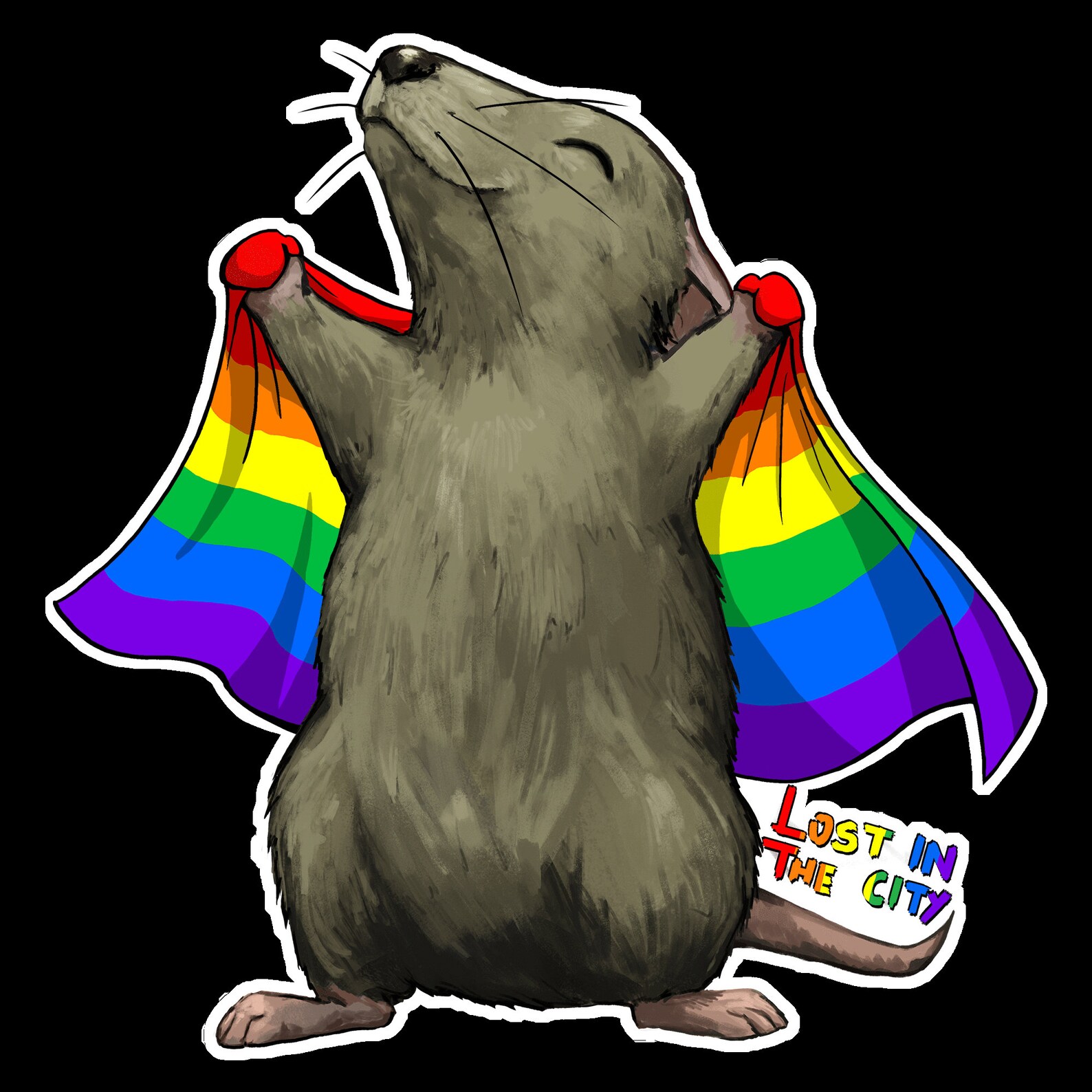 Pride Flag Rat Vinyl Die Cut Sticker Lost in the City | Etsy UK