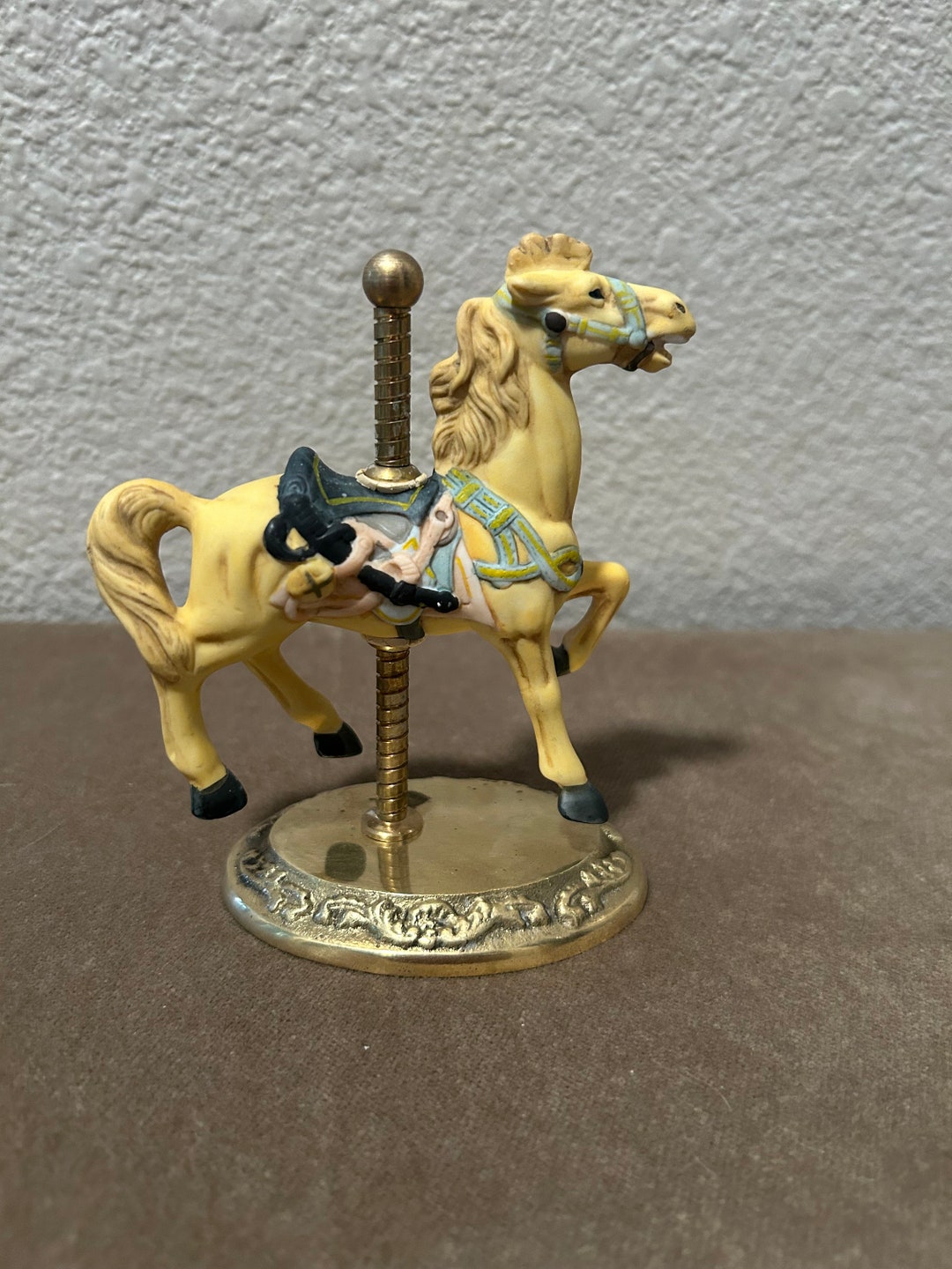 Vintage Carousel Horse With Brass Base - Etsy