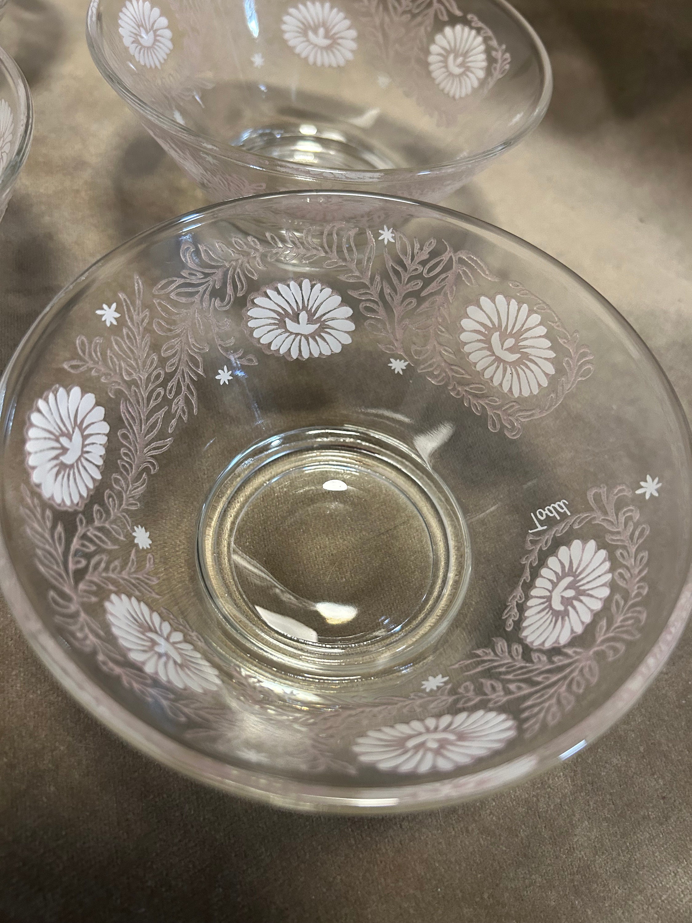 Vintage Todd Glass Daisy Pattern Dessert Bowl 4pc - Etsy