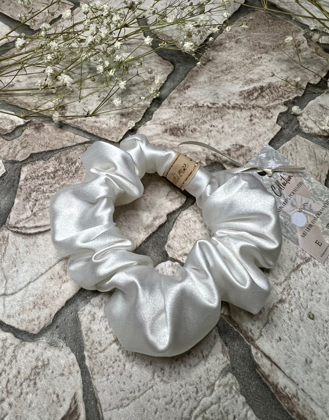 Midi White Satin Scrunchie | Summer Scrunchie White | High Quality ...